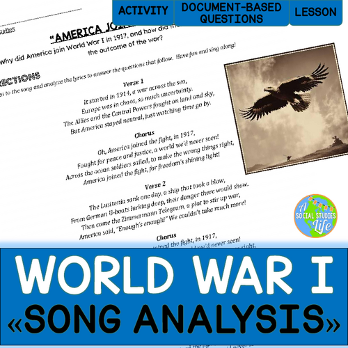 America Joins the Fight World War I Song Analysis | Teaching Resources