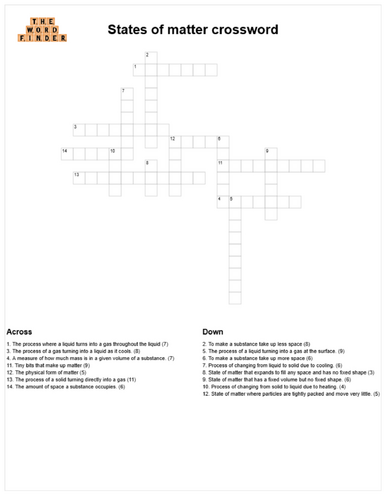 Key stage 3 chemistry states of matter crossword bundle | Teaching ...