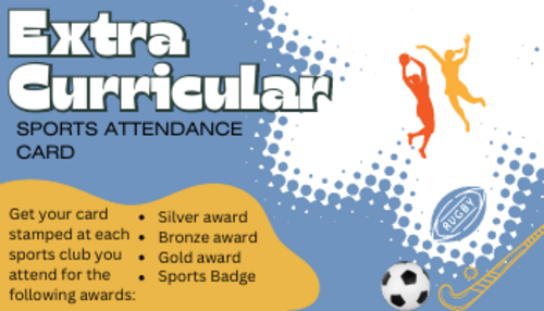 Extracurricular sports attendance card | Teaching Resources