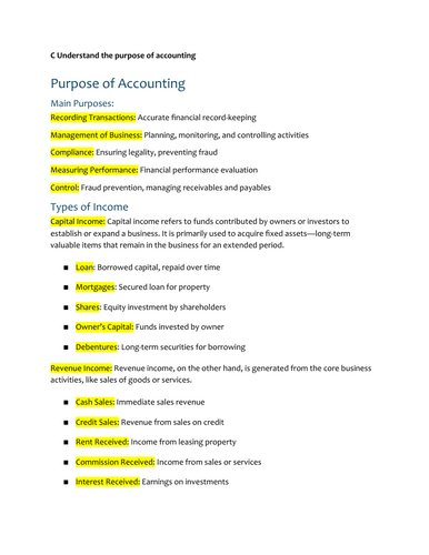 Unit 3 Personal and Business Finance LA A-F REVISION NOTES X6 ...