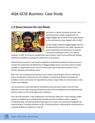GCSE AQA Unit 1 Business: Case Study Activity | Teaching Resources GCSE AQA Unit 1 Business: Case Study Activity | Teaching Resources