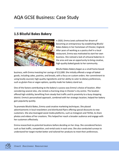 GCSE AQA Unit 1 Business: Case Study Activity | Teaching Resources GCSE AQA Unit 1 Business: Case Study Activity | Teaching Resources