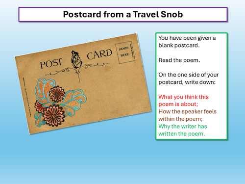 Postcard from a Travel Snob | Teaching Resources