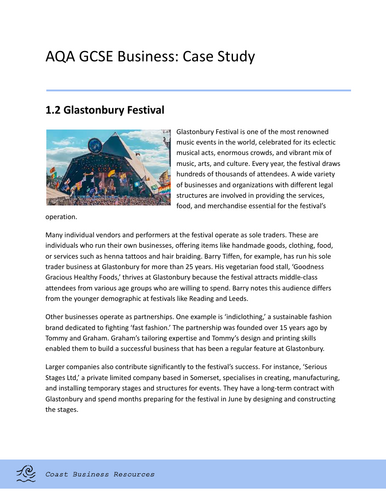 GCSE AQA Unit 1: A pack of Case Study Resources | Teaching Resources