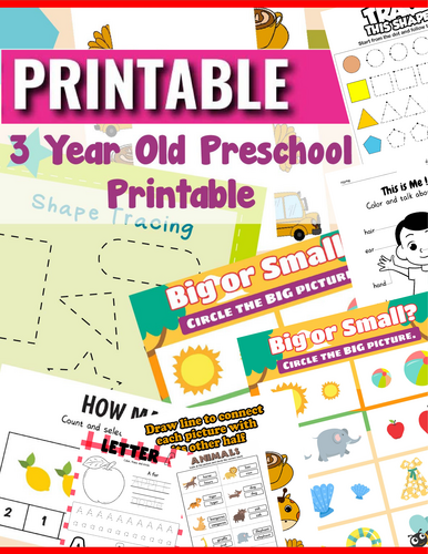 3 Year Old Worksheet Activities Printable Big And Small Worksheets For