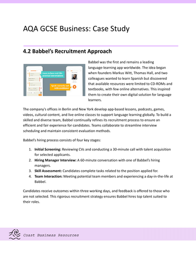 AQA GCSE Unit 4 Business: Case Study Activity | Teaching Resources