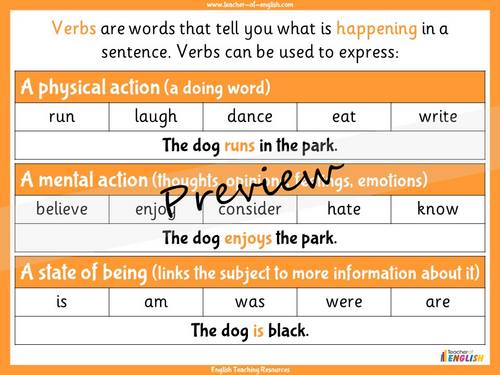 Verbs - Year 5 and 6 | Teaching Resources