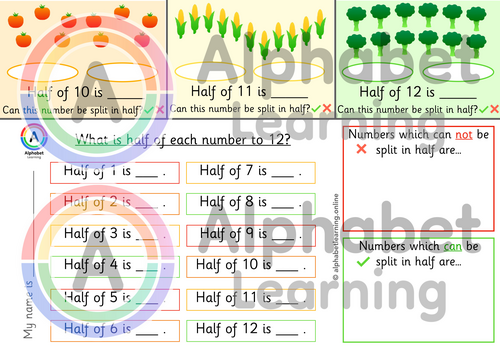 Halving to 12 Investigation Fruit (in order) | Teaching Resources