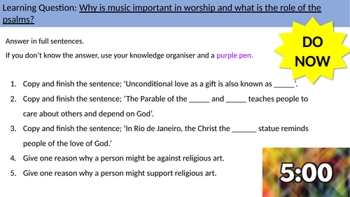 3.1 The use of music in worship AQA B Catholic Christianity | Teaching ...