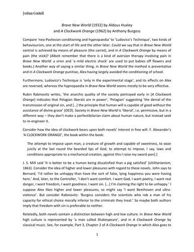 Dystopia: ‘Brave New World’ and ‘A Clockwork Orange’ | Teaching Resources