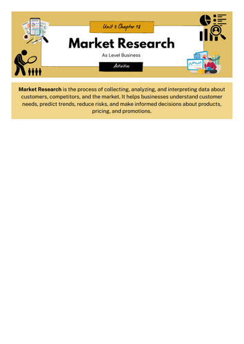 10 activities - Market Research As Level Business | Teaching Resources