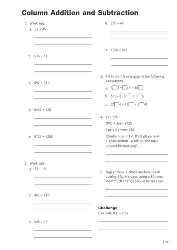 KS3 Maths Addition and Subtraction | Teaching Resources