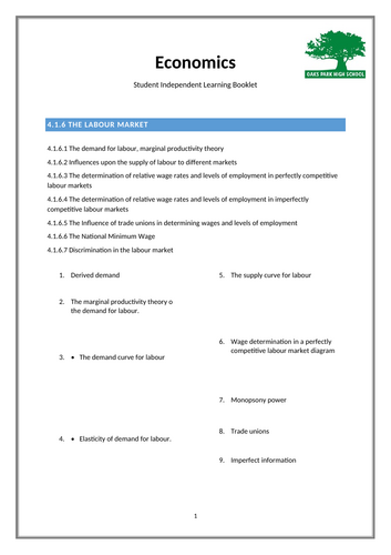 A Level AQA Economics Independent Learning Books | Teaching Resources