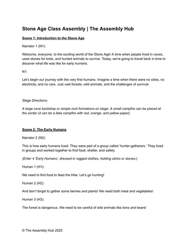 Stone Age KS2 Class Assembly Script | Teaching Resources