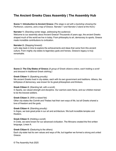 The Ancient Greeks KS2 Class Assembly Script | Teaching Resources