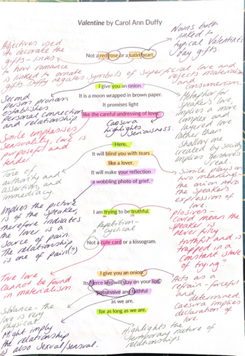 Eduqas Poetry Anthology Valentine by Carol Ann Duffy x2 Lessons ...