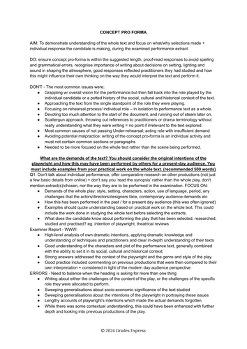 OCR A LEVEL DRAMA: A* Model Concept Pro Forma | Teaching Resources