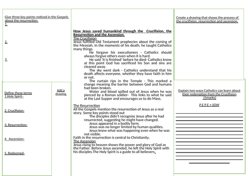 4.5 Significance of Jesus' death, resurrection and ascension. Redemption AQA B Catholic ...
