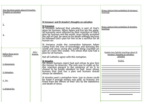 4.8 Redemption in the Bible 2. St Irenaeus & St Anselm. AQA B Catholic ...