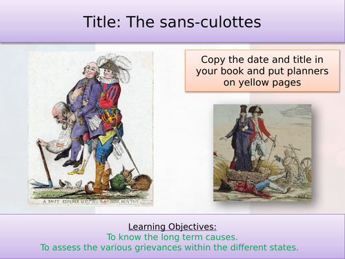 GCSE History - The French Revolution - San Culottes | Teaching Resources
