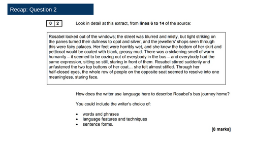 AQA English Language Paper 1 Question 3 | Teaching Resources