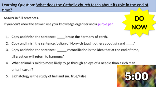 6.9 The Church's teachings on the end of time. Eschatology. AQA B ...