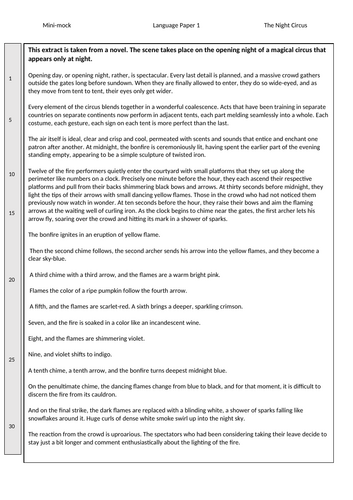 5 Mini Mocks AQA English Language Paper 1 | Teaching Resources