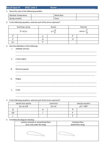 BTEC Applied Science Unit 5 Thermal Physics BTEC Nationals | Teaching Resources