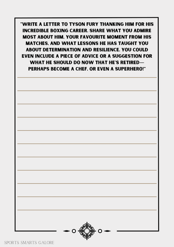 Thank You, Tyson Fury: A Fun Letter Challenge for Kids ~ Writing ...