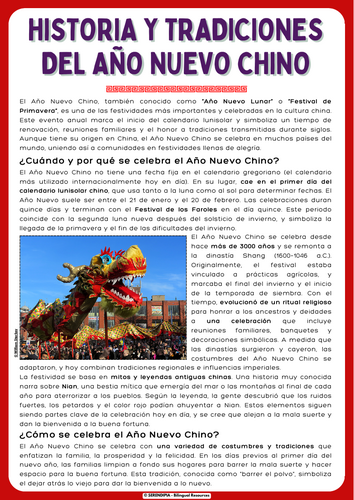 Año Nuevo Chino Lectura | Chinese Lunar New Year Reading Comprehension ...