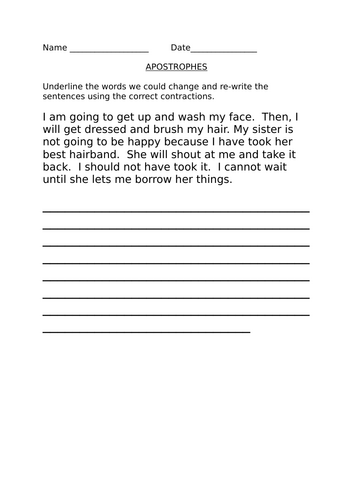 Apostrophe Worksheets - variety | Teaching Resources