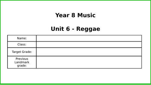 Year 8 Music - Reggae | Teaching Resources