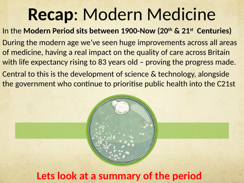 GCSE History - Recap & Review Modern Medicine Revision | Teaching Resources