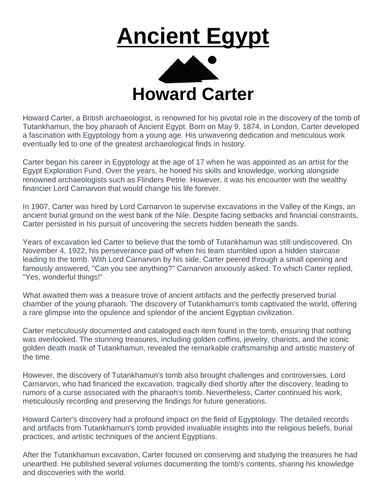 Howard Carter “Article & Questions” Assignment (ANCIENT EGYPT ...