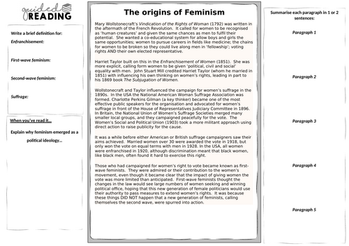 AQA Politics 7152/3 - the origins of feminism | Teaching Resources