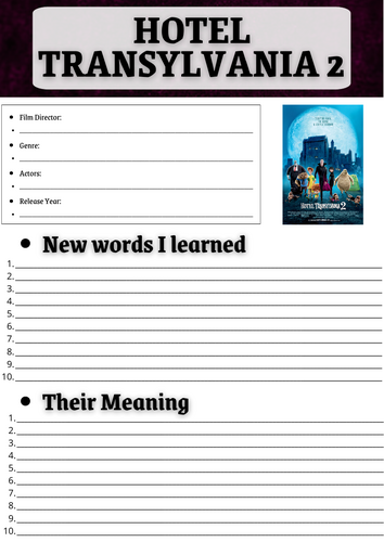 ESL Movie Guide Worksheets on "Hotel Transylvania 2" | Teaching Resources