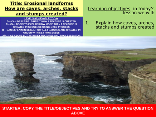 iGCSE Geography - Coasts - 5- Caves, arches, stacks and stumps ...
