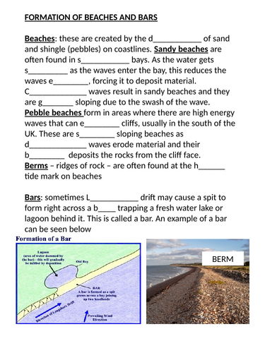 iGCSE Geography - Coasts - 7- beaches, bars and spits | Teaching Resources