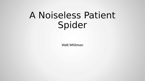 Walt Whitman - A noiseless Patient Spider | Teaching Resources