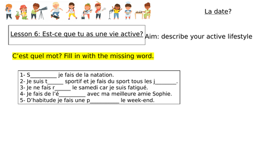 Module 1 Unit 2 Tu as une vie active? Edexcel GCSE French 2024 ...