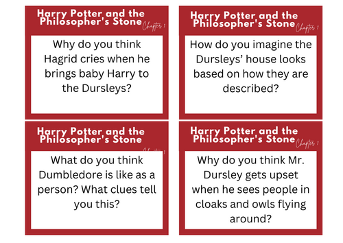 Harry Potter and the Philosopher's Stone Chapter 1 Discussion Card ...