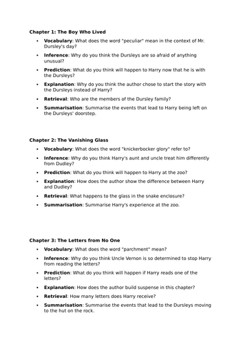 Reading VIPERS style questions for Harry Potter and The Philosophers ...