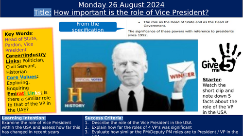 Edexcel A Level Gov and Politics - USA - Presidency - Role of the vice ...