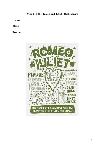 Romeo and Juliet - Full Literature Unit - KS3 | Teaching Resources