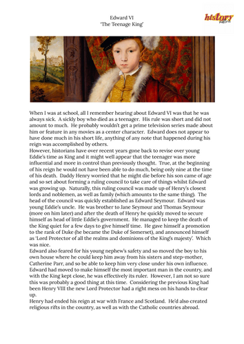 Tudors - Edward VI | Teaching Resources