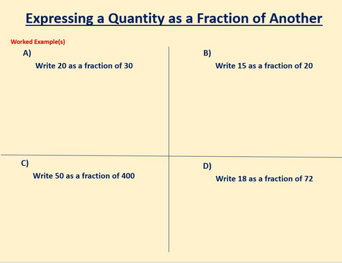 Expressing Quantities as Fractions of Another | Teaching Resources