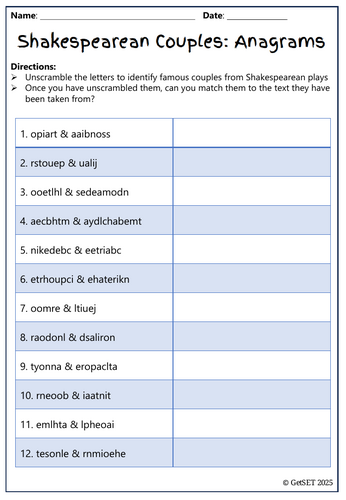 Valentine's Day Love in Literature Activities for High School ...