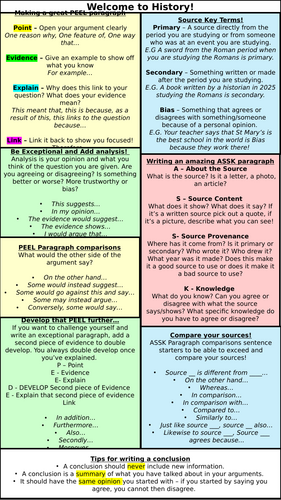 History Help Sheet KS3 | Teaching Resources