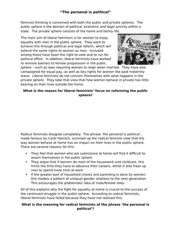 Aqa Politics 7152 3 Feminism And Human Nature Gender And Sex