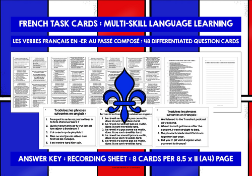 FRENCH ER VERBS PERFECT TENSE CHALLENGE CARDS | Teaching Resources